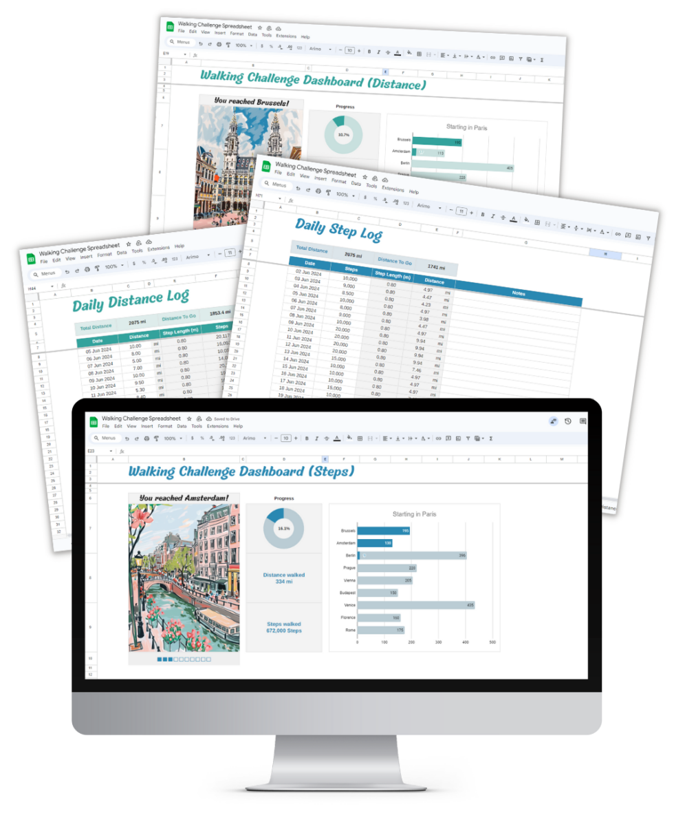 Walking Challenge Spreadsheet - Simple Happiness Biz
